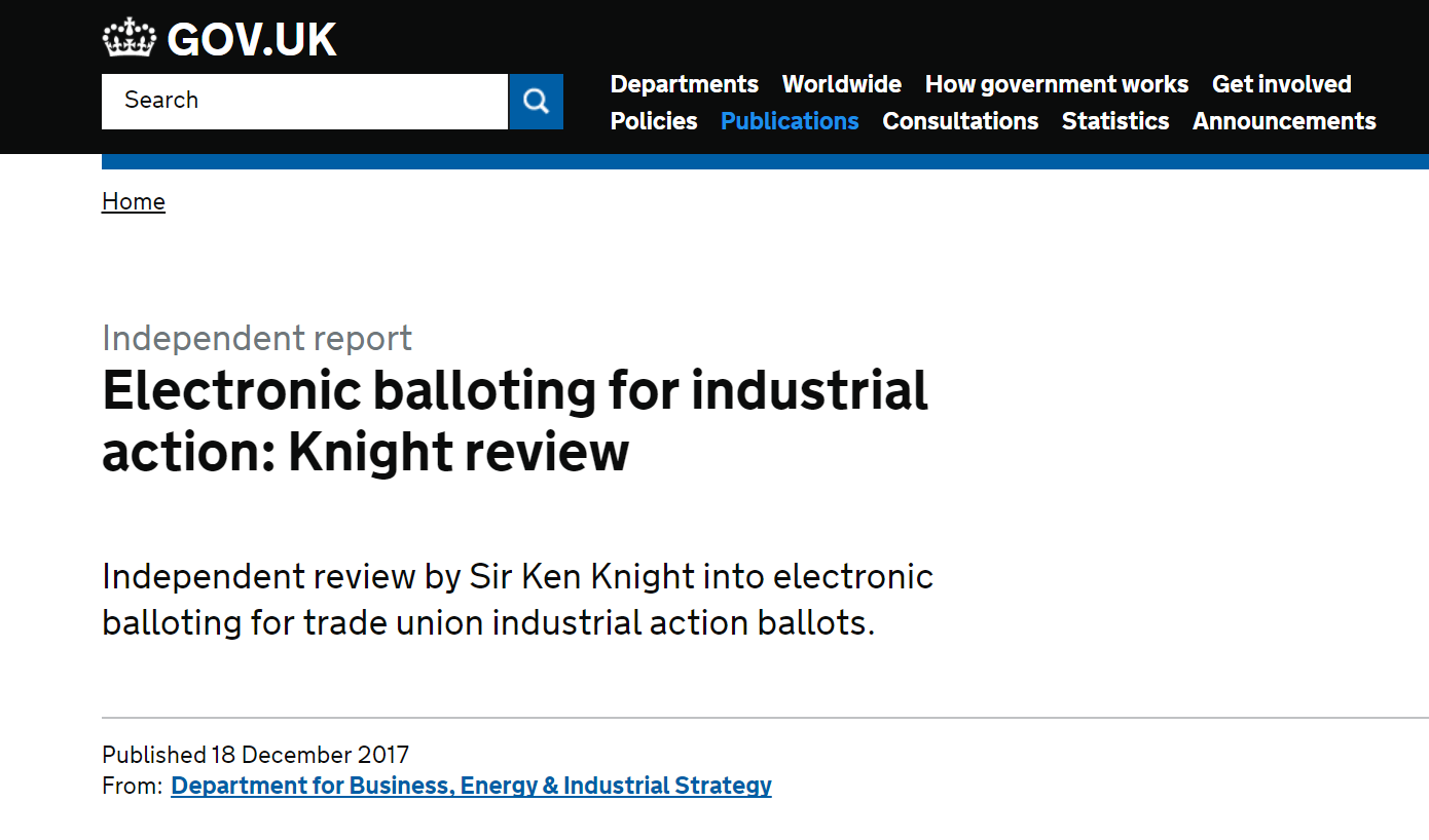 Knight Review recommends pilots of online voting for trade unions ...